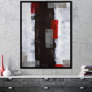 Grey & Red Abstract Art Painting | Modern Wall Decor | Bold Canvas ...