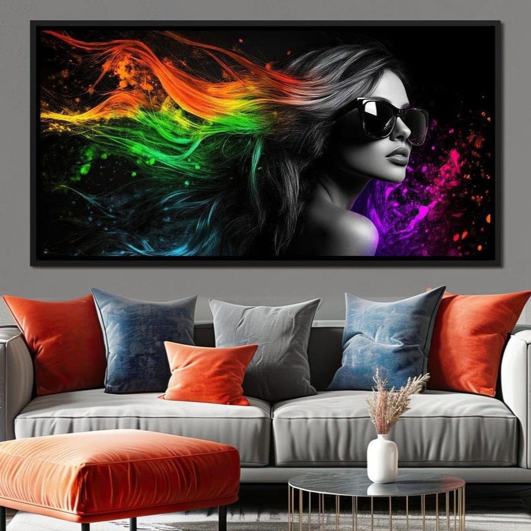 Radiant Spectrum Silhouette: Modern Home Decor Colorful Art Vibrant ...