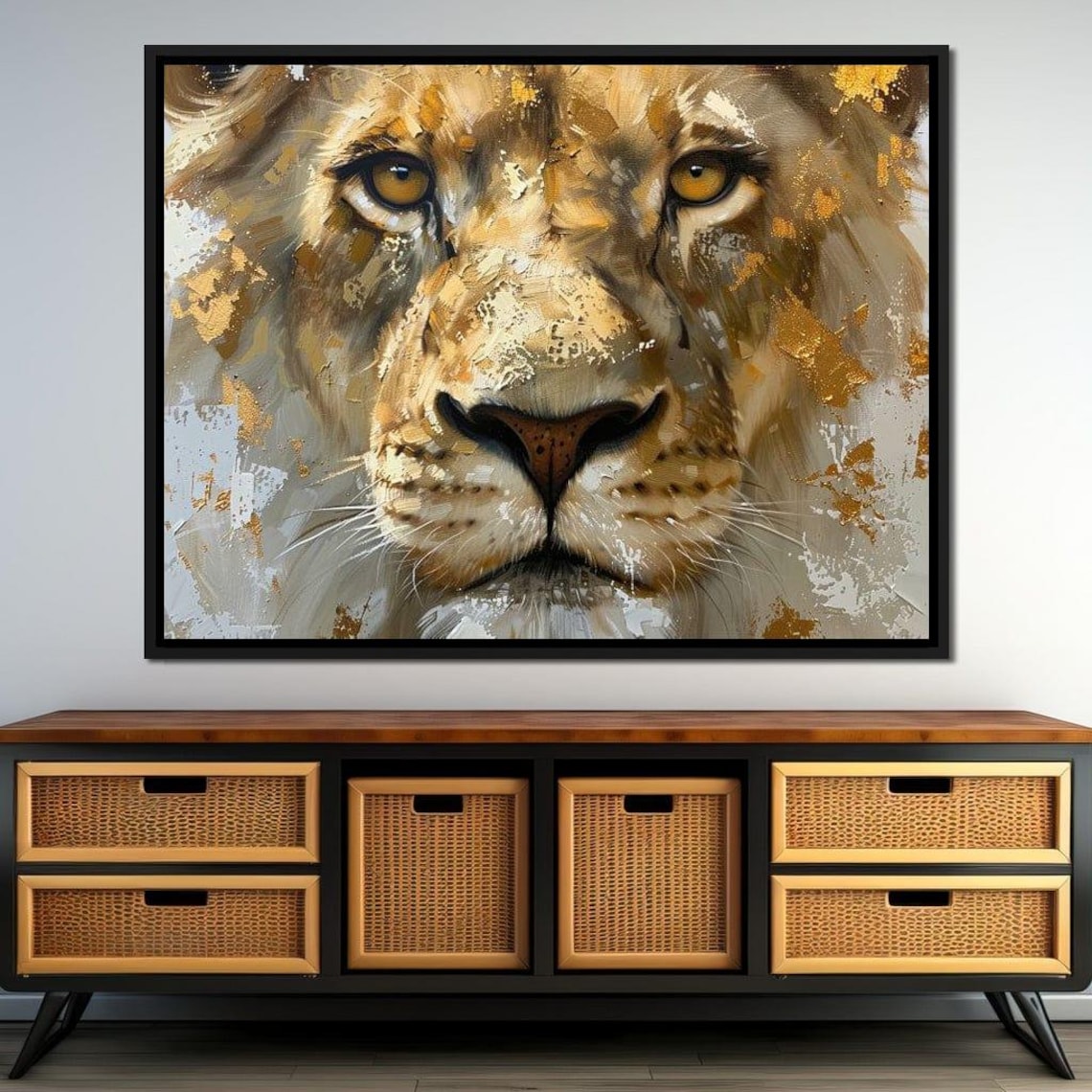 Golden Gaze of the Sovereign: Lion Wall Art | Regal Home Decor ...