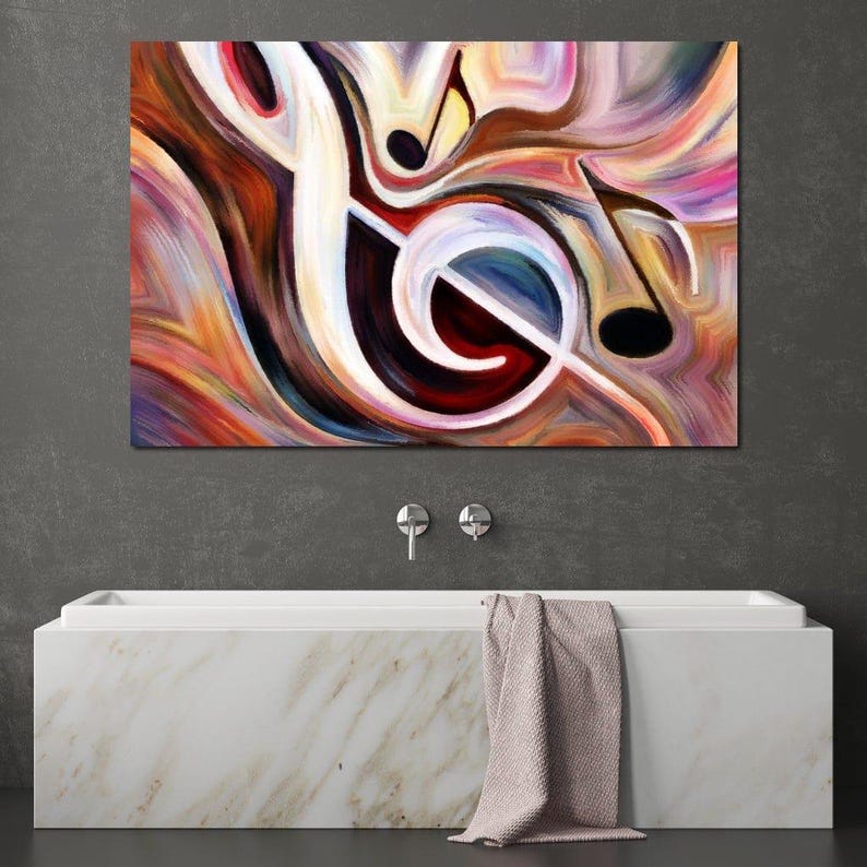 High Note: Music Notes Art Print | Abstract Oil Painting | Colorful ...
