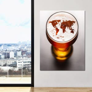 World Map Beer: Home Decor Wall Art Print | Beer Lover Gift | Vintage ...