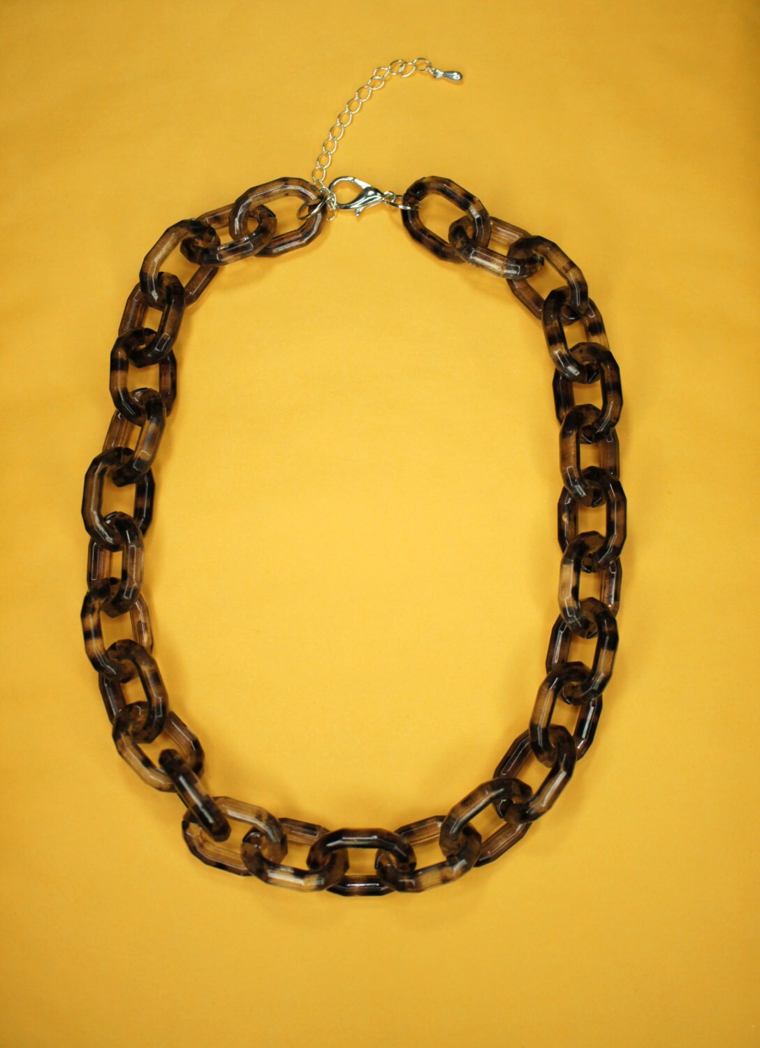 Tortoise Shell Style Oversized Chain Chunky Black Statement | Etsy