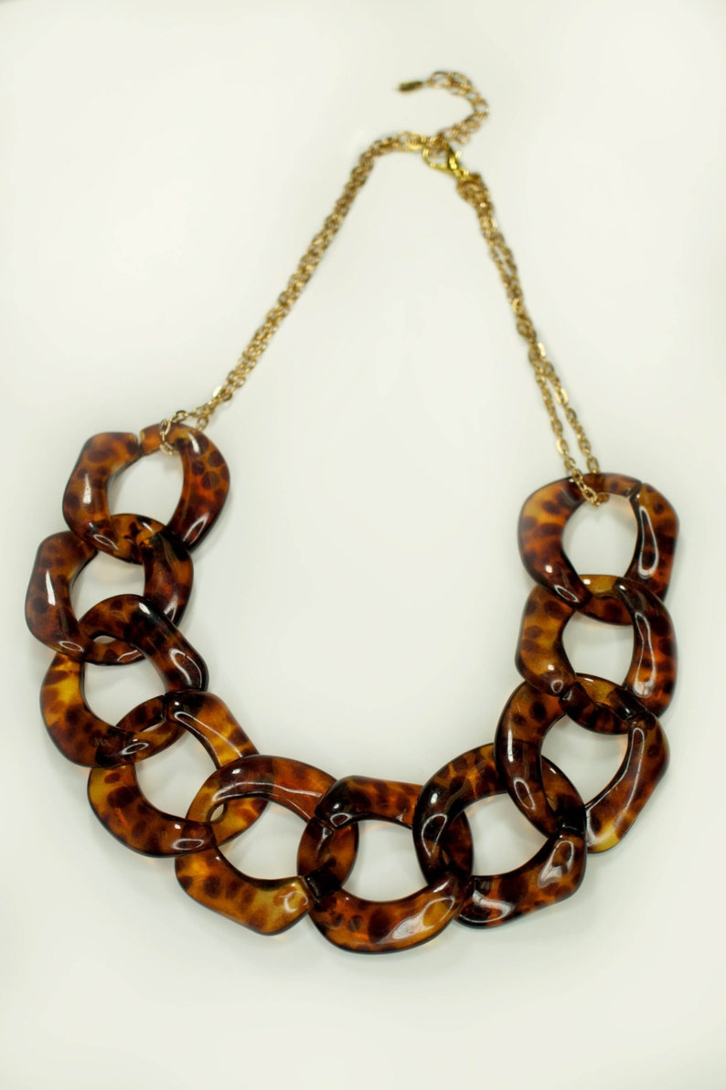 Tortoise Shell Oversized Chain Link Necklace Statement - Etsy UK