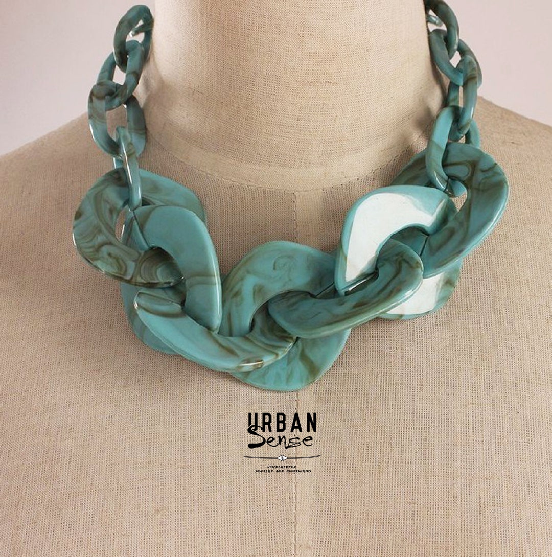 Unique Marble Pattern Oversized Chain Link Chunky Necklace - Etsy