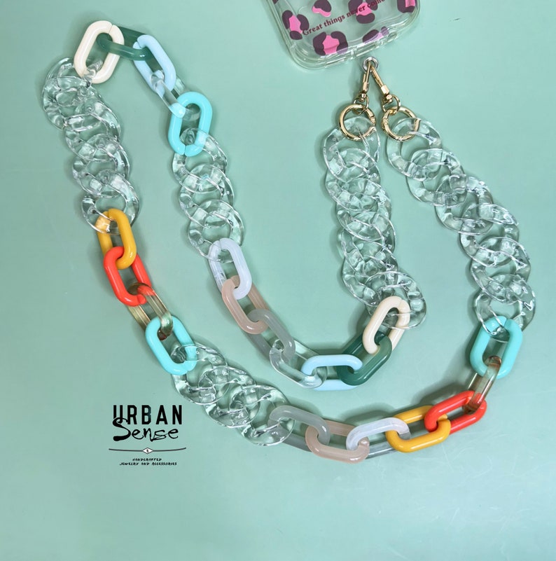 Multicolor Chunky Chain for Phone Case, Adjustable Phone Lanyard, Phone ...