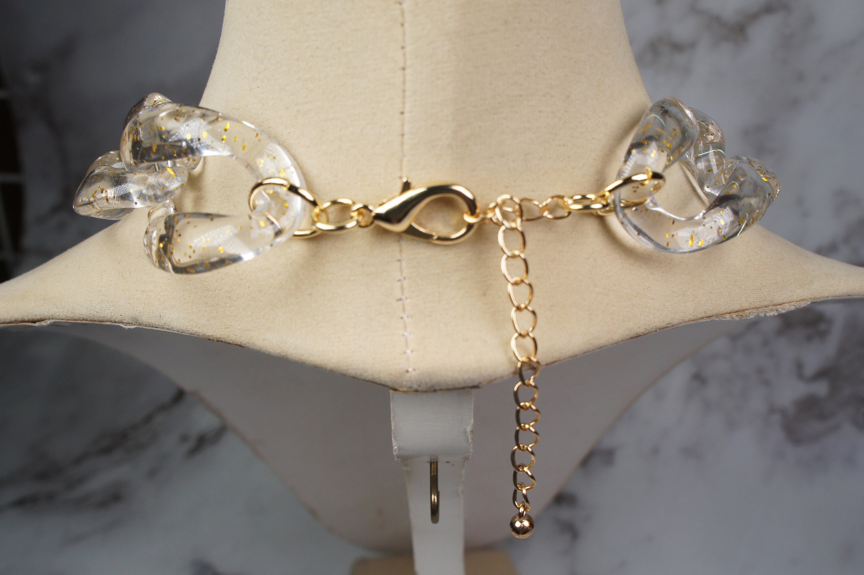 Transparent Gold Glitter Chunky Link Statement Necklace - Etsy