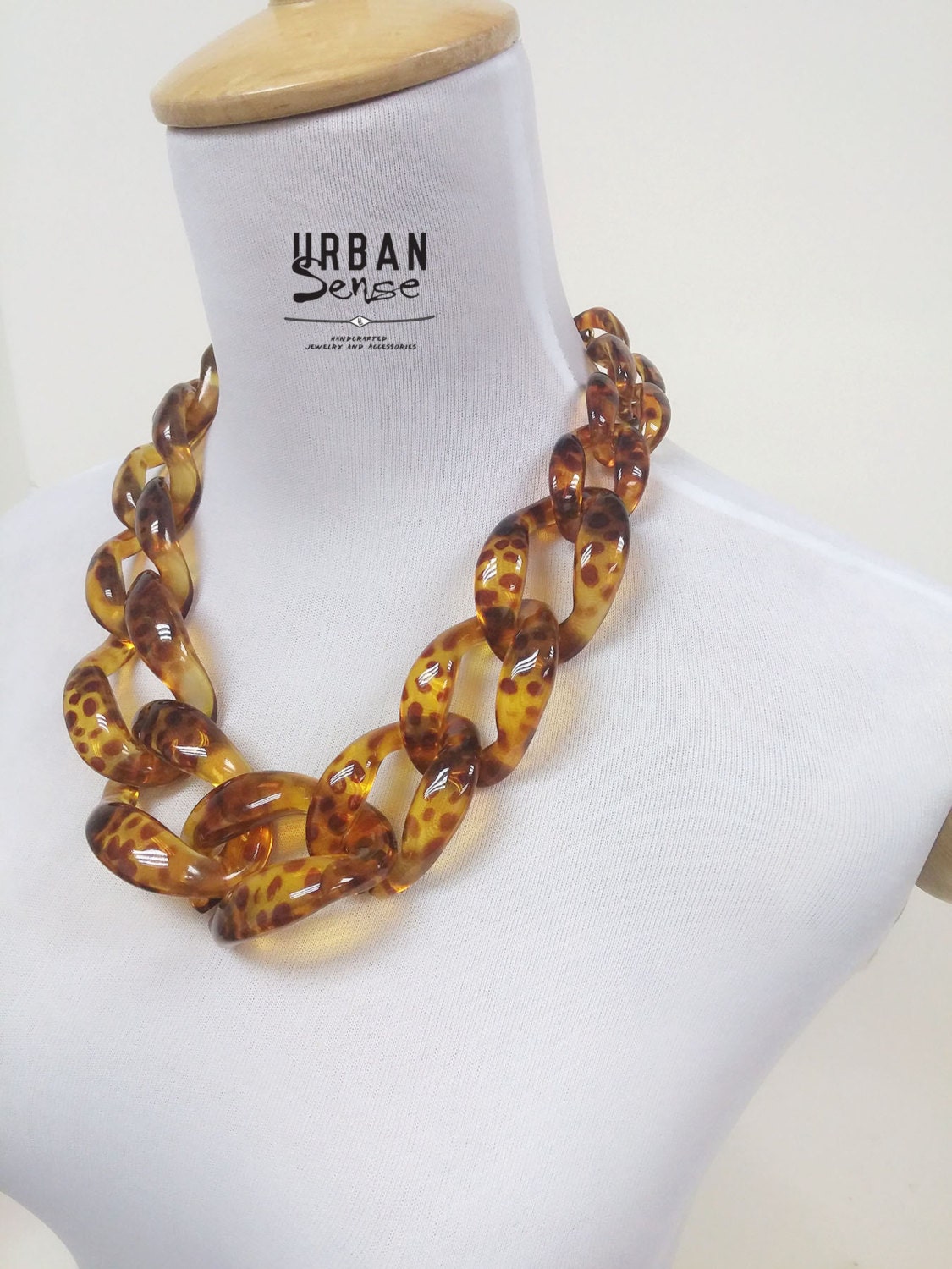 Tortoise Oversized Chunky Link Chain Necklace Statement - Etsy