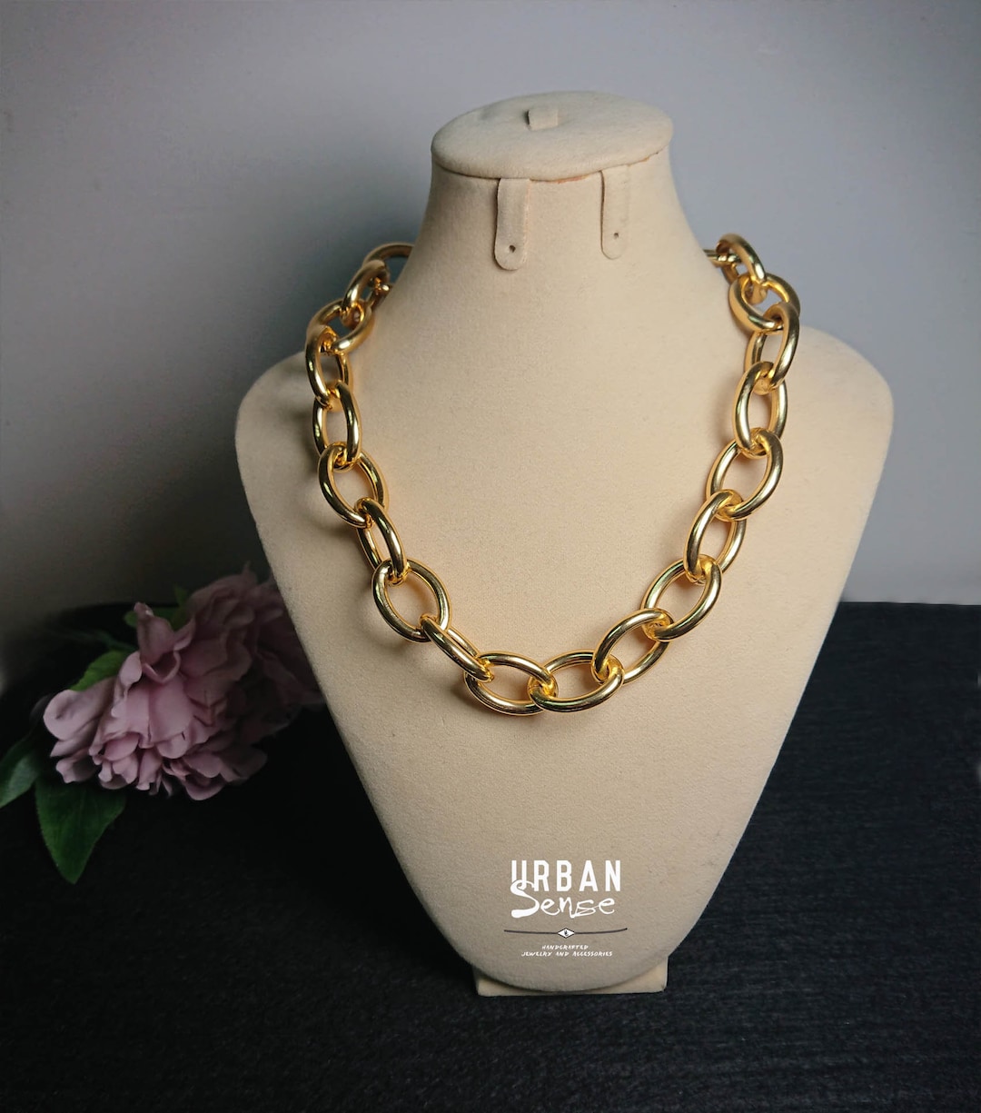 Chunky Gold Necklace Oversized Chain | Bold Statement Link Necklace ...