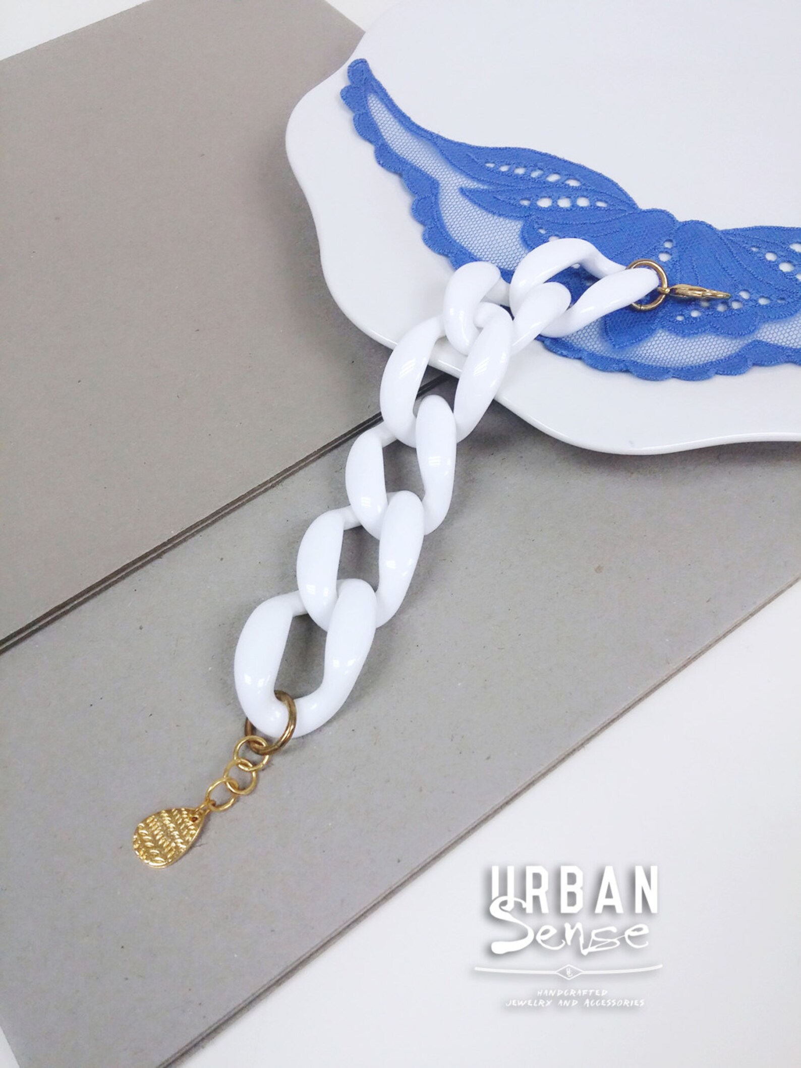 White Chain Bracelet Chunky Chain Bracelet Statement | Etsy