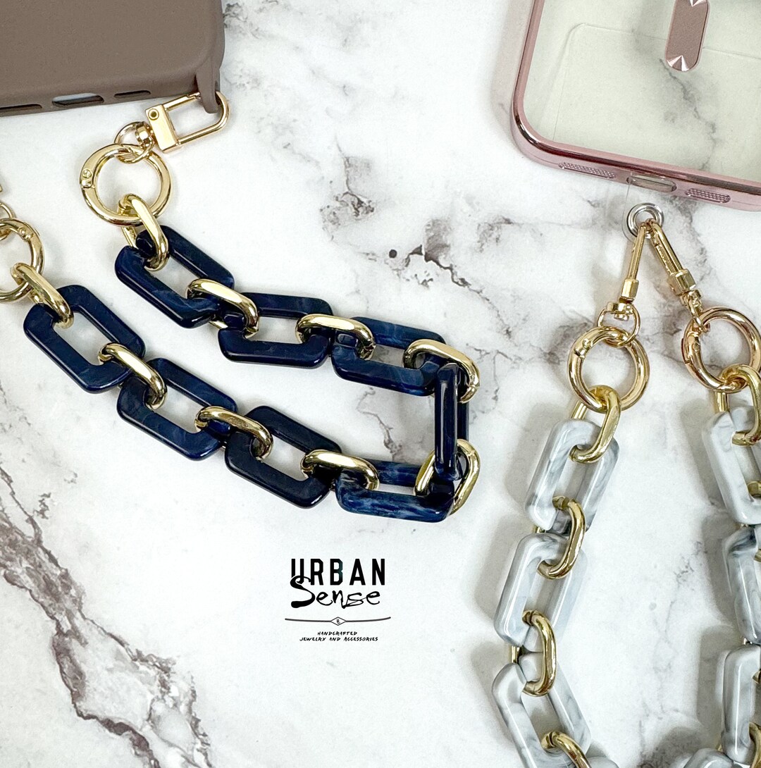 Marble Link and Gold Mobile Phone Wristlet, Phone Bracelet, Cell Phone ...