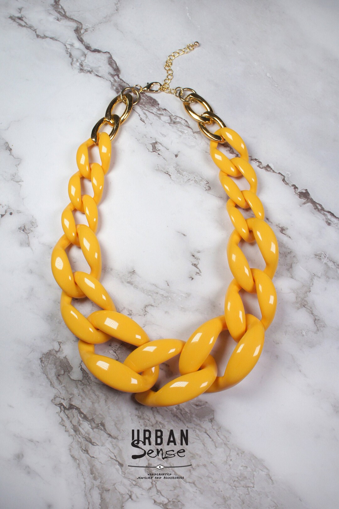 Shiney Oversized Chain Link Necklace, Statement Necklace, Bib Necklace ...