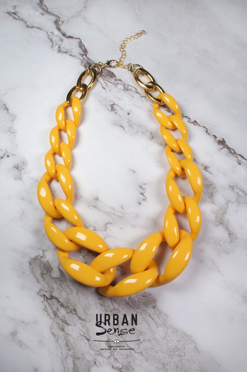 Shiney Oversized Chain Link Necklace Statement Necklace Bib - Etsy
