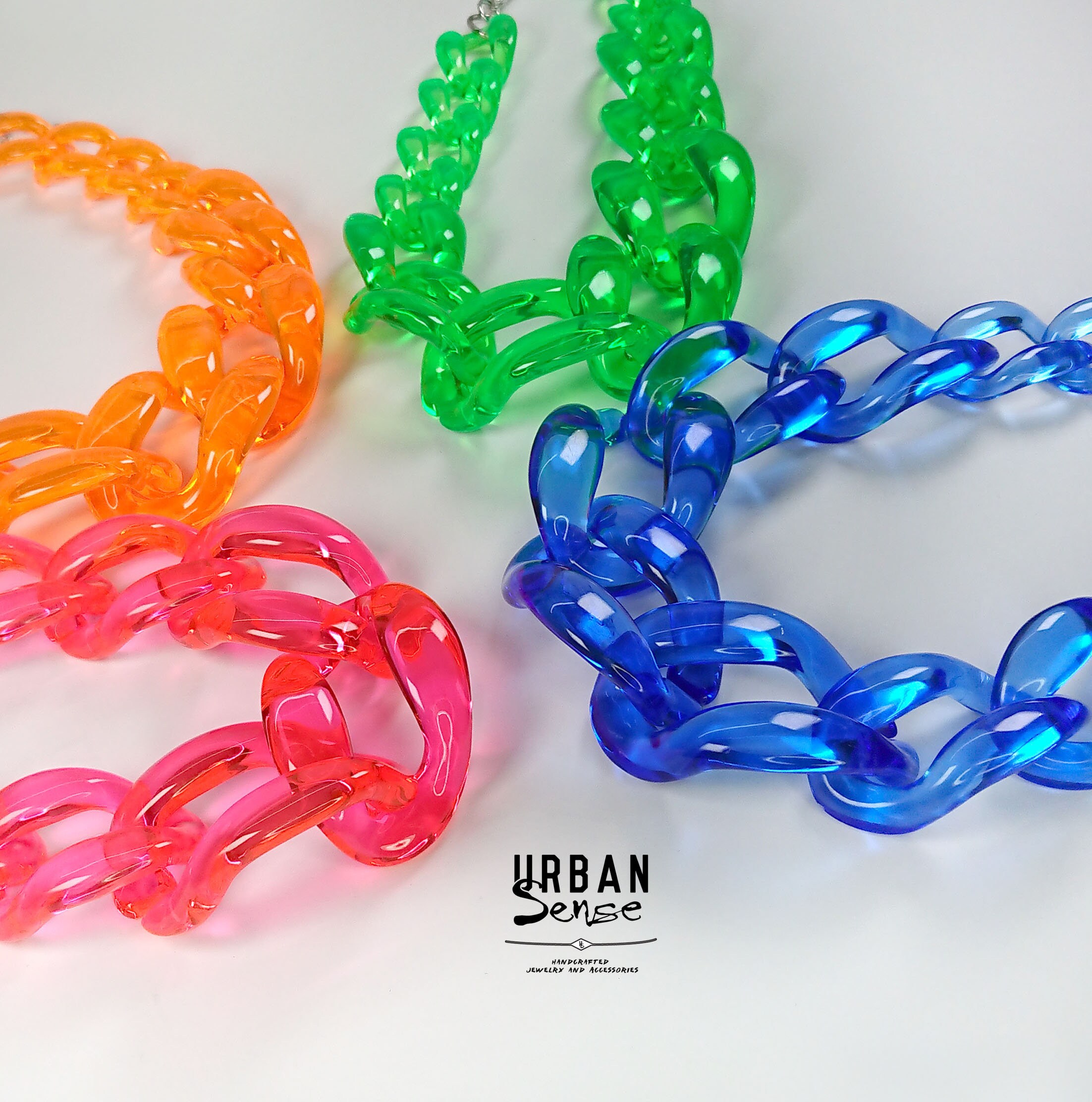 Neon Chunky Link Necklace Statement Necklace Bib Necklace - Etsy