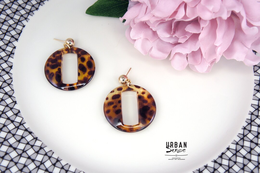 Vintage Tortoiseshell Circle Gold Post Earrings - Etsy