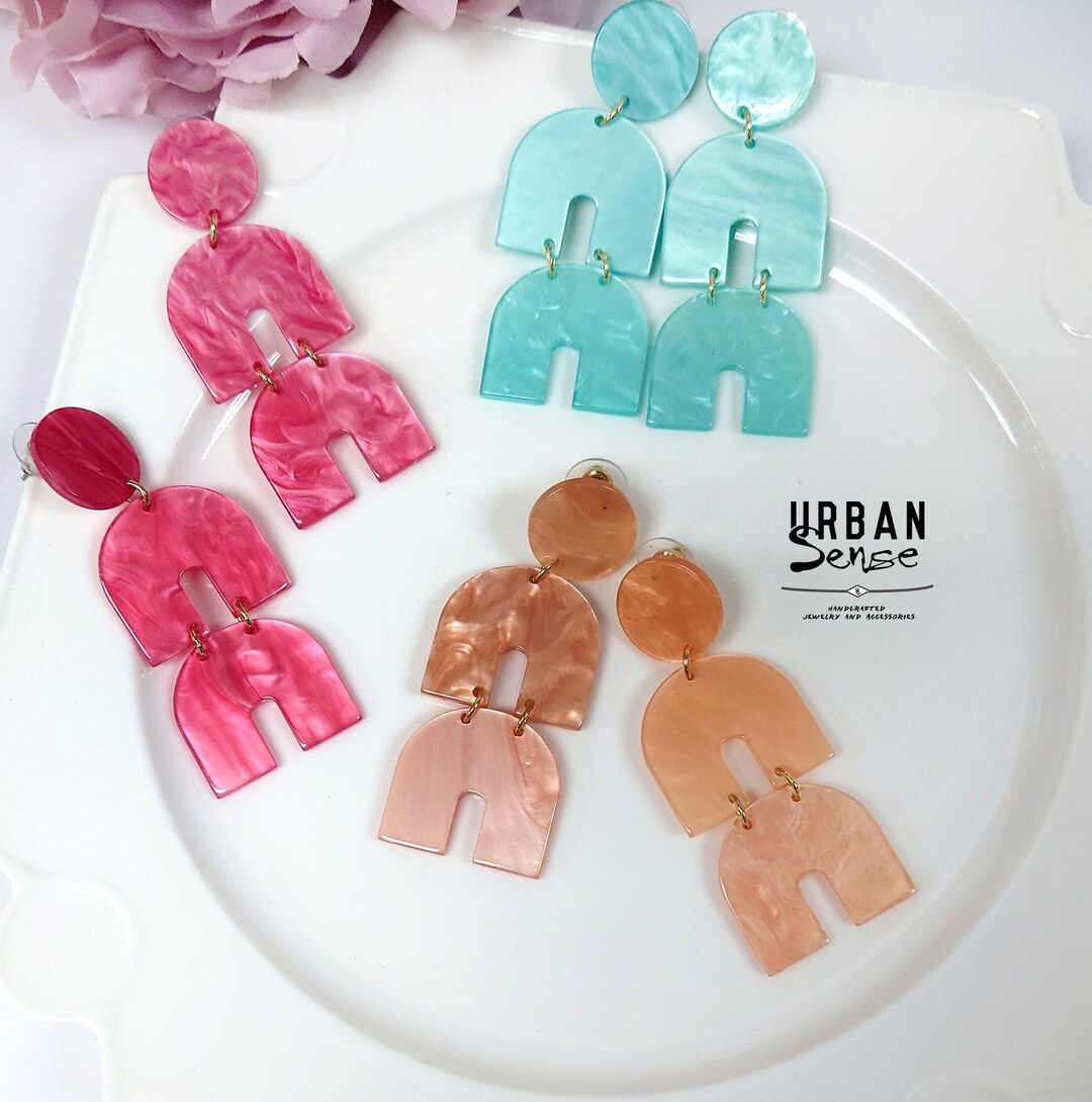 Arch Resin Statement Earrings Geometric Jewelry Statement - Etsy