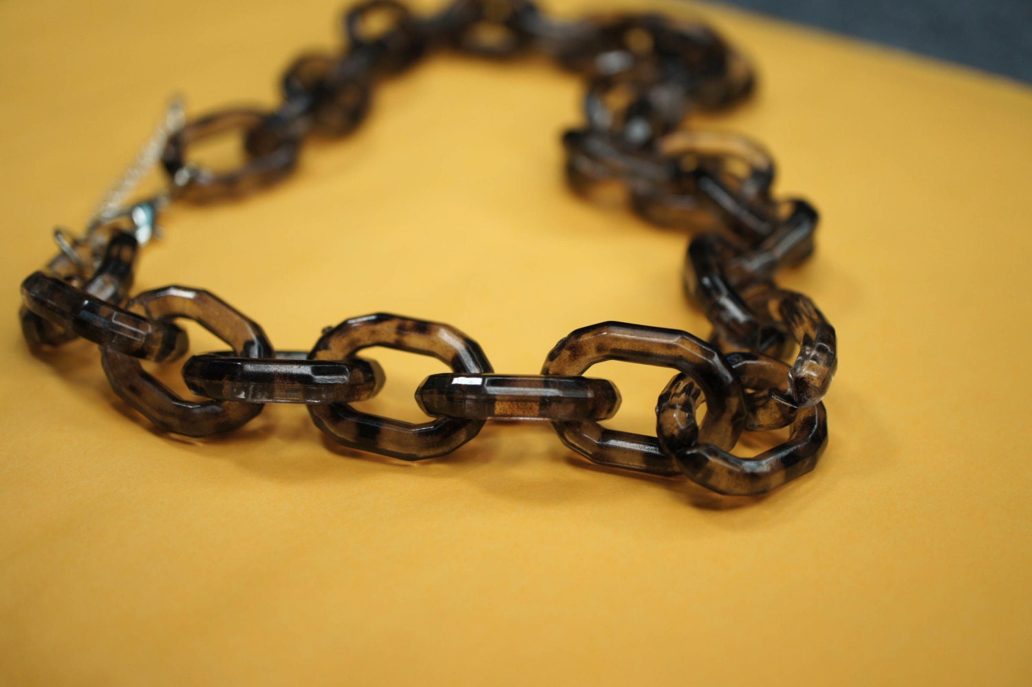 Tortoise Shell Style Oversized Chain Chunky Black Statement | Etsy