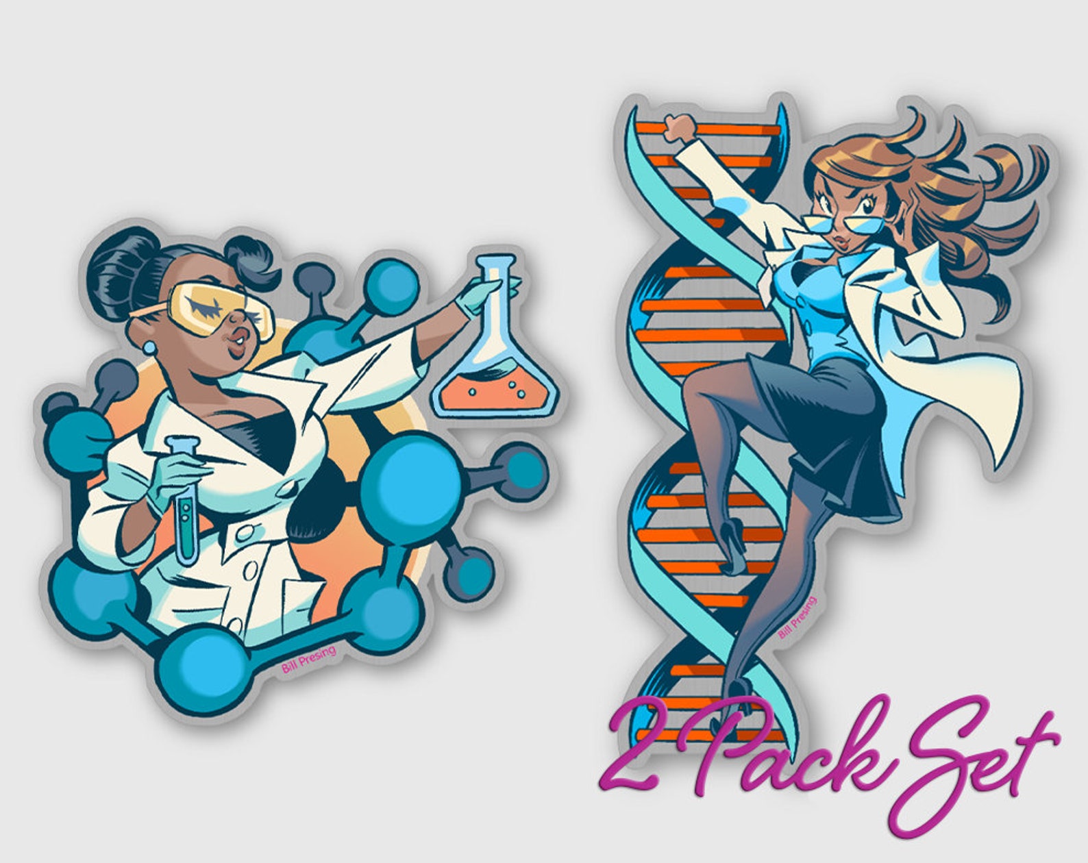 Working Women Set of 2 BIG Brushed Aluminum Stickers | Etsy