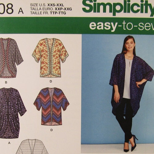 Simplicity 9124 Kimono Cardigan Sewing Pattern XXS-XXL S9124 | Etsy