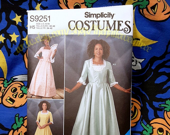 Simplicity 9251 18th Century 1700s Robe De Anglaise Dress Gown Sewing ...