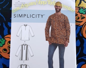 Simplicity 9158 Kurta Tunic Half Button Shirt Wedding Sewing Patterns ...