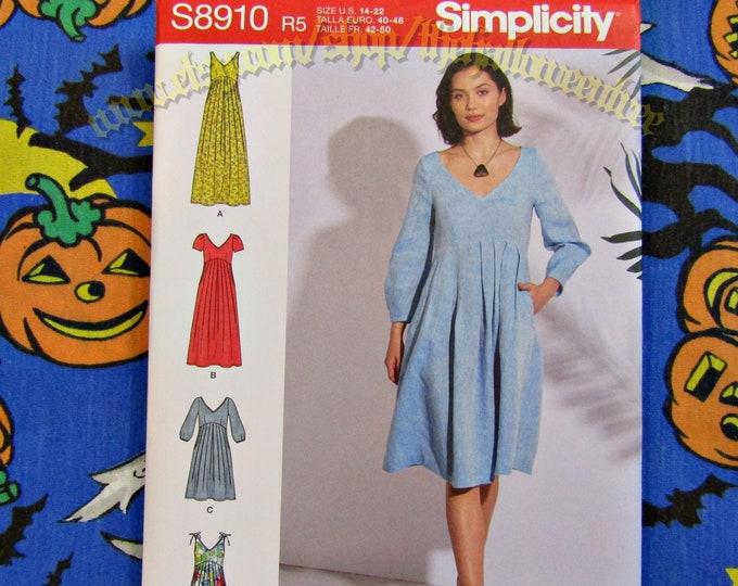 Simplicity 8910 Simple Dress Versatile Sewing Pattern Sizes 14-22 S8910 ...