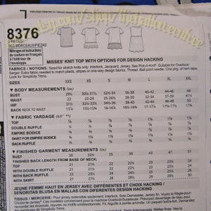 Simplicity 8376 Simple Knit Top Tshirt Pattern Hacking Sewing - Etsy