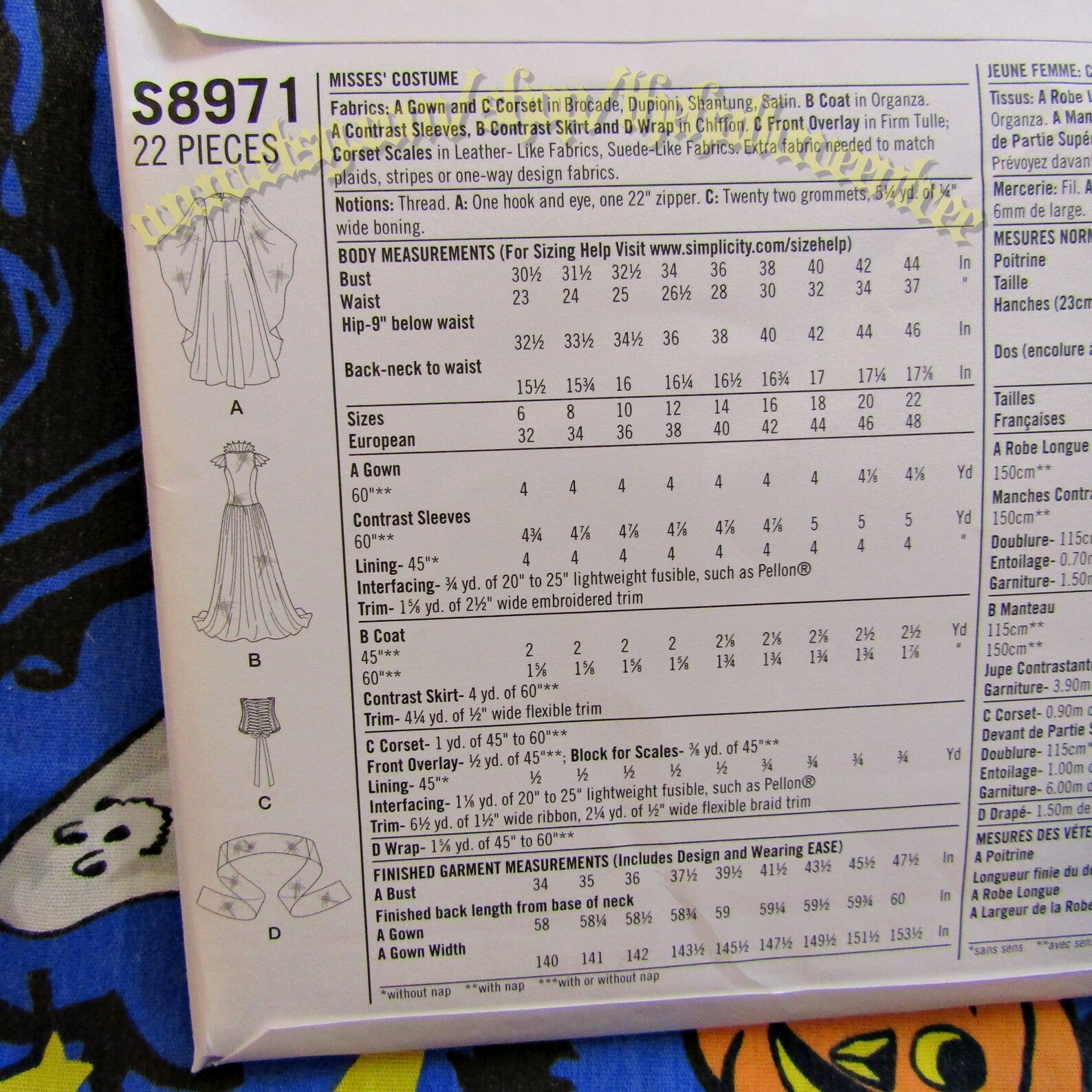 Simplicity 8971 Fairy Princess Witch Butoh Dress Gown Costume - Etsy