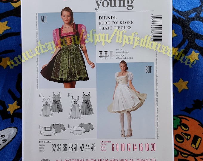 Burda Young 7057 Dress Dirndl Robe Costume Sewing Pattern Medieval ...