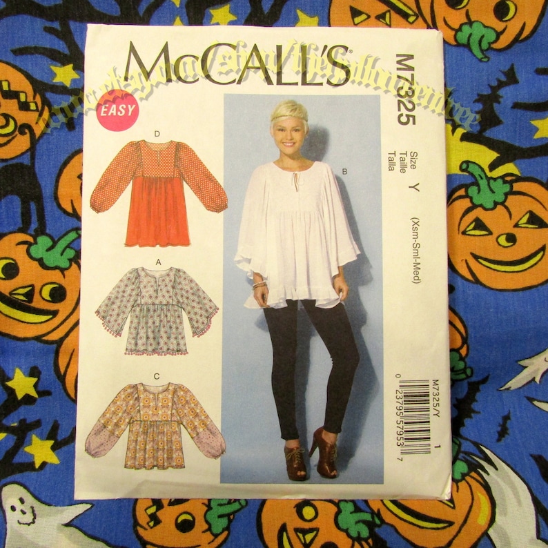 Mccalls 7325 Boho Tunic Top Blouse Dress SEWING PATTERN Sizes XS-M 4-14 ...