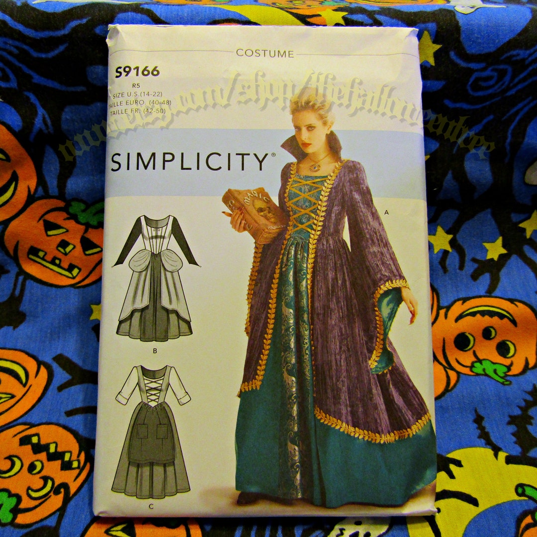 Simplicity 9166 Princess Witch Renaissance Dress Gown Costume Sewing ...