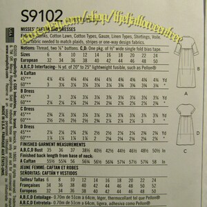 Simplicity 9102 Caftan Summer House Dress Sewing Pattern Sizes 6-14 ...