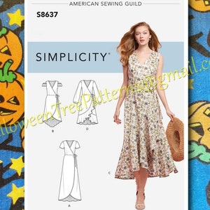 Simplicity 8637 Side Tie Wrap Dress Sewing Pattern Sizes 6-14 S8637 - Etsy