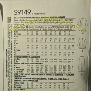 Simplicity 9149 Boho Blouse Top and Pants Sewing Pattern Sizes 18-26 ...