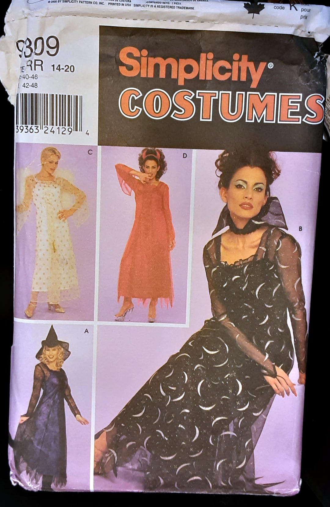 Simplicity 9309 Vintage OOP Costume Witch Lydia Gown Sewing Pattern ...