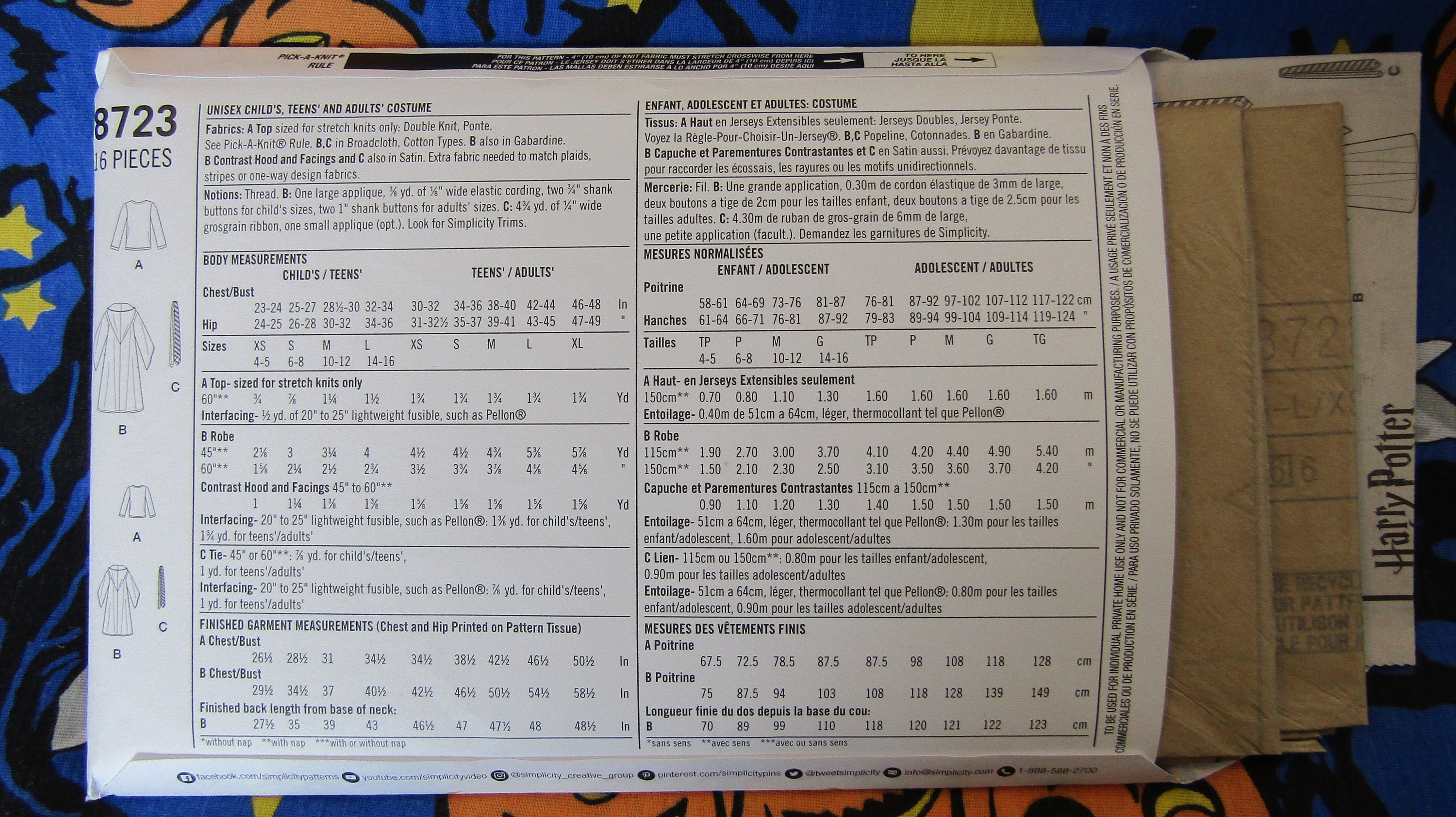 Simplicity 8723 Adults and Kids Potter Inspired Costume Sewing Patterns ...