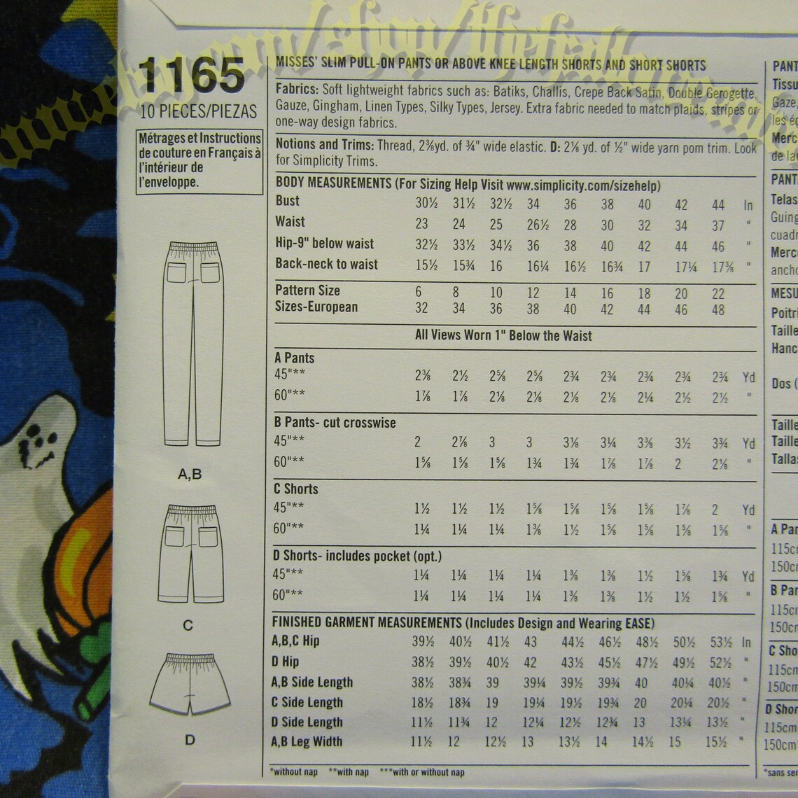 Simplicity 1165 pull on pants and shorts various lengths | Etsy