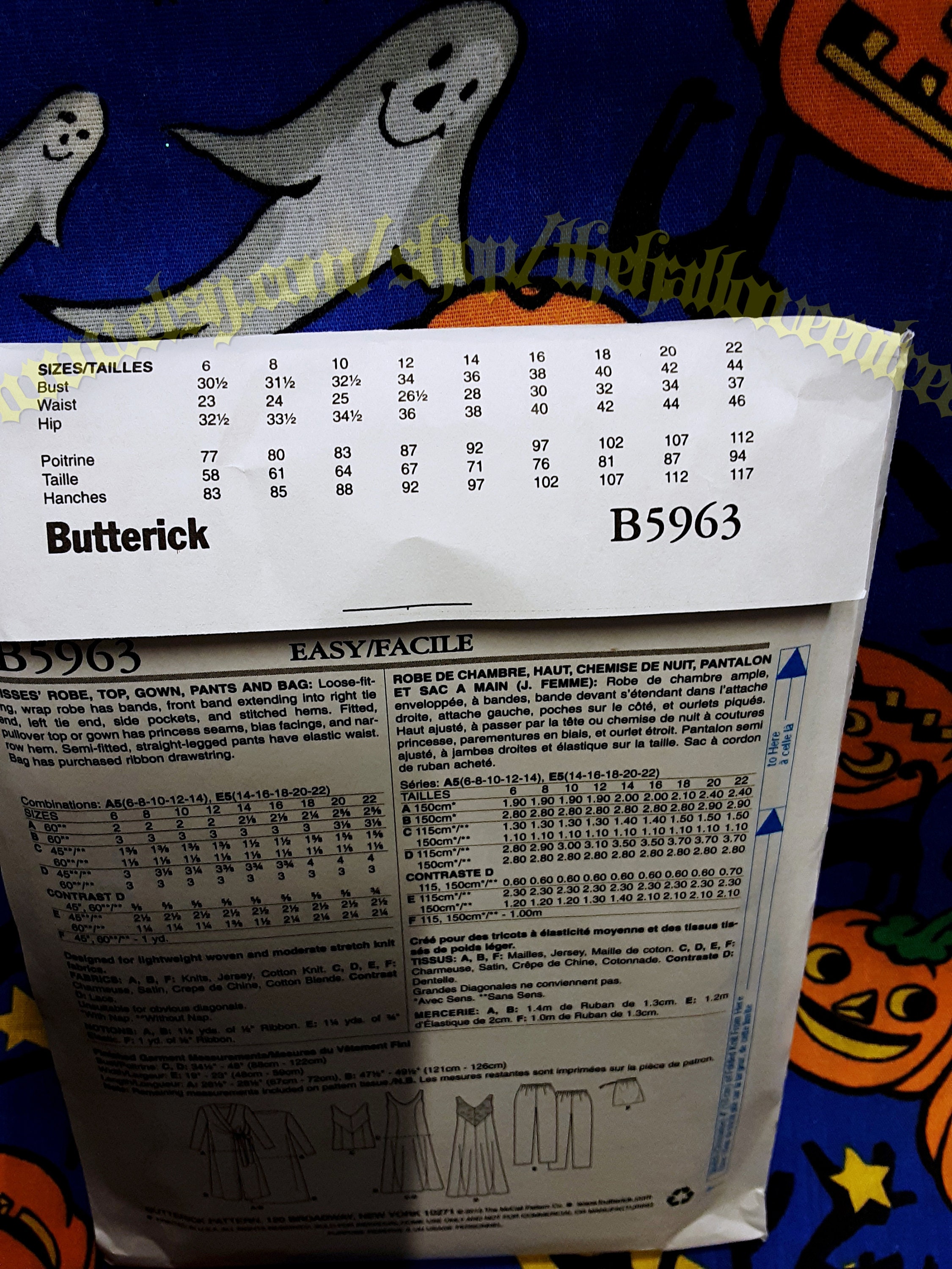 Butterick 5963 Sleepwear Robe Pajamas Sewing Pattern Sizes - Etsy