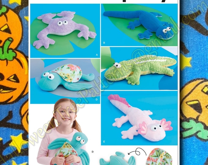 Simplicity 9806 Axolotl Frog Turtle Salamander Lizard Plushies Stuffed ...
