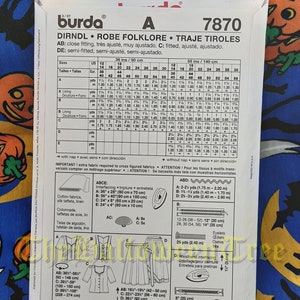 Burda 7870 Dress Dirndl Robe Costume Sewing Pattern Medieval ...