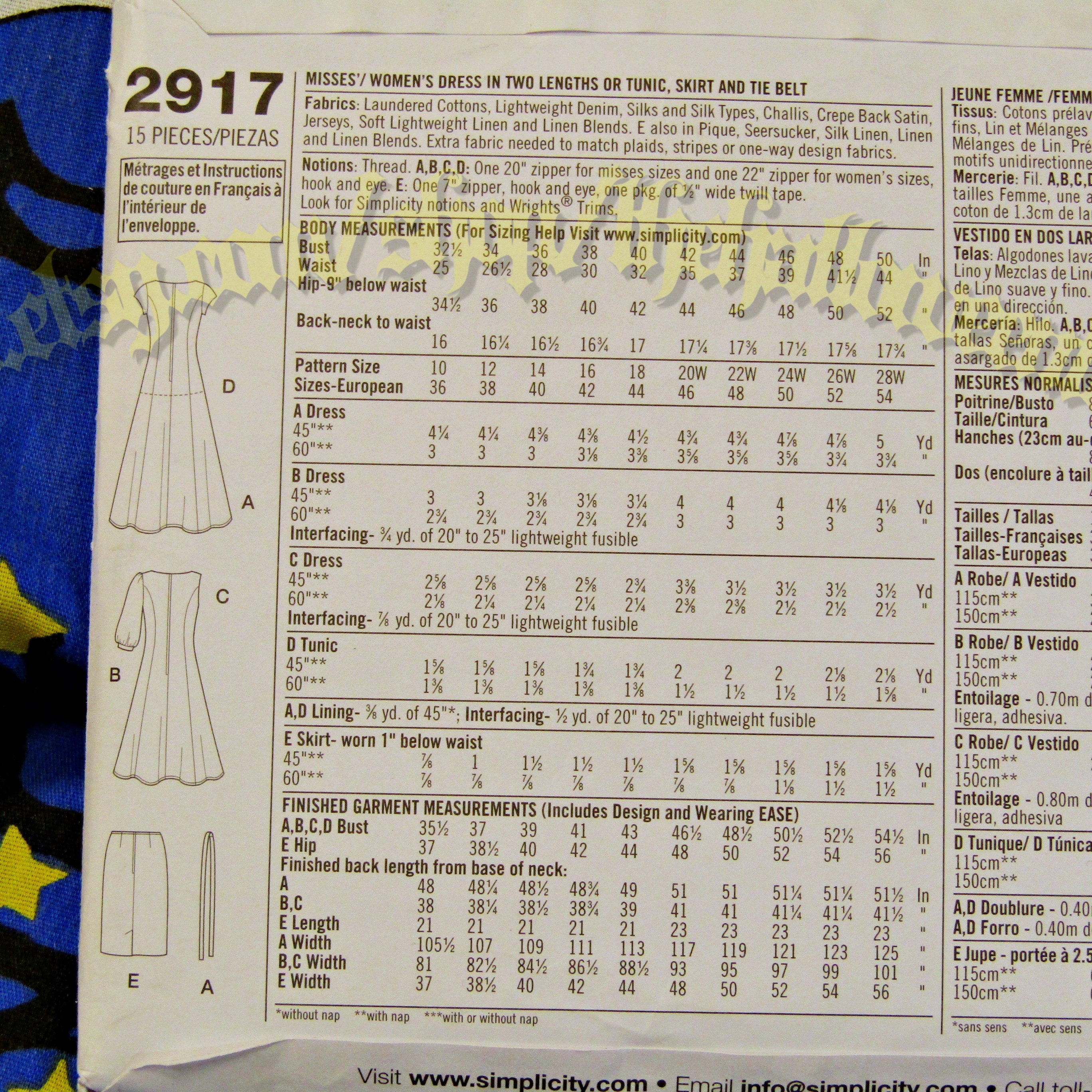 Simplicity 2917 Dress Sewing Pattern Adult and Teen Sizes | Etsy