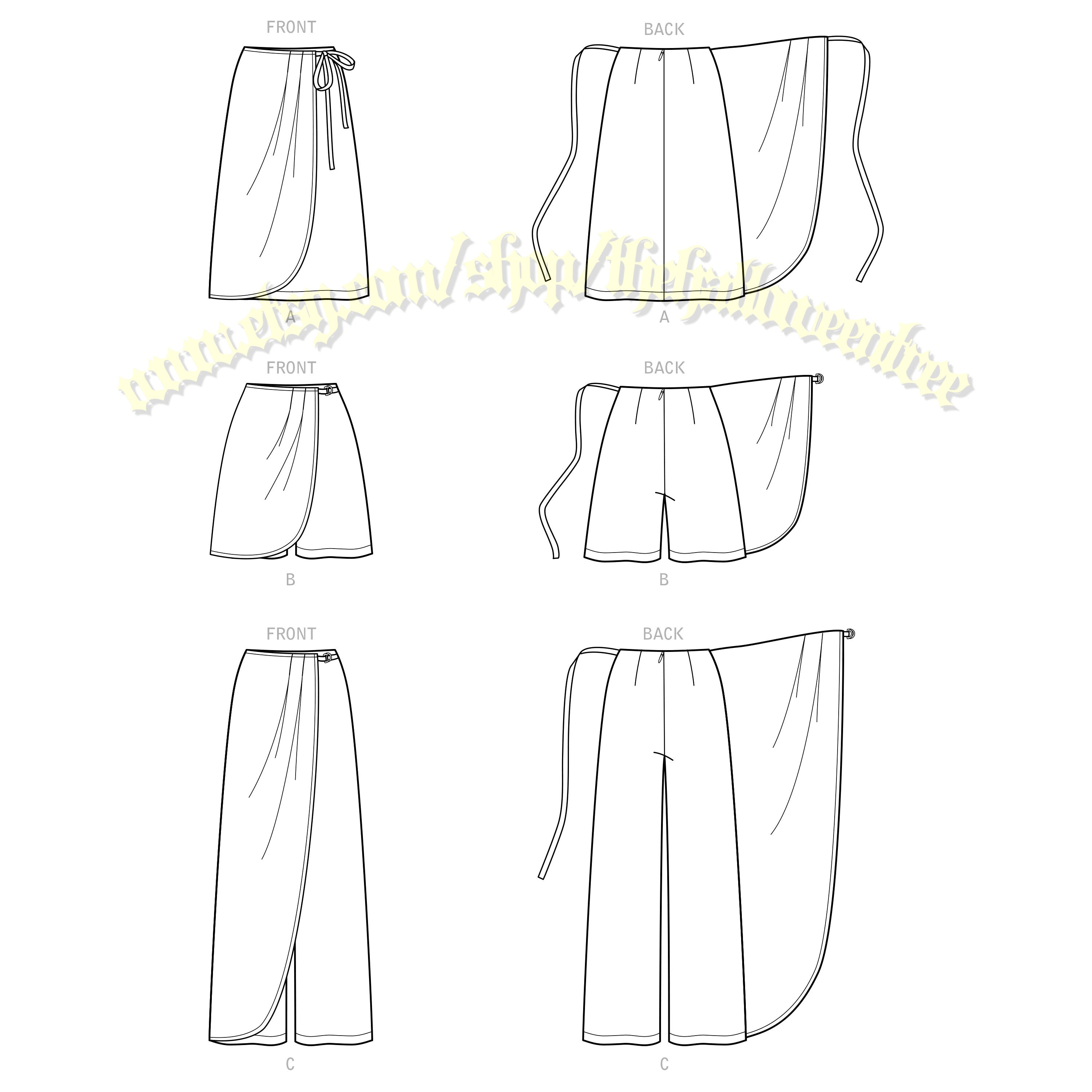 Simplicity 9111 Faux Wrap Pants Skirt & Shorts Sewing Pattern - Etsy