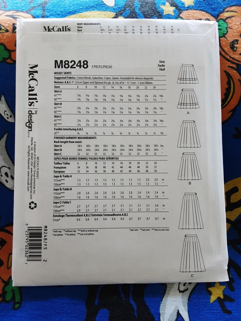 Mccalls 8248 Pleated Skirt Sewing Pattern Sizes 16-24 M8248 - Etsy