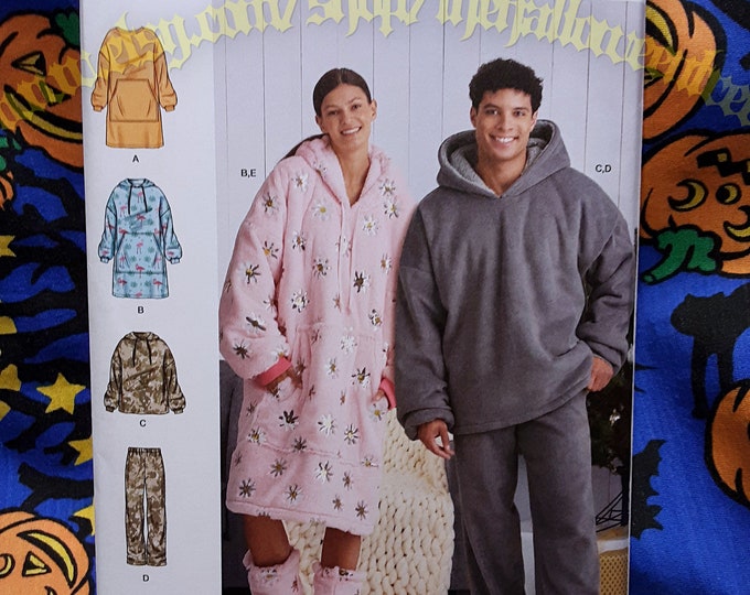 Simplicity 9456 R11291 Hoodie Oversized Adult Pajamas Loungewear ...