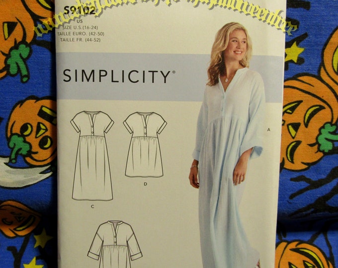 Simplicity 9102 Caftan Summer House Dress Sewing Pattern Sizes 16-24 ...