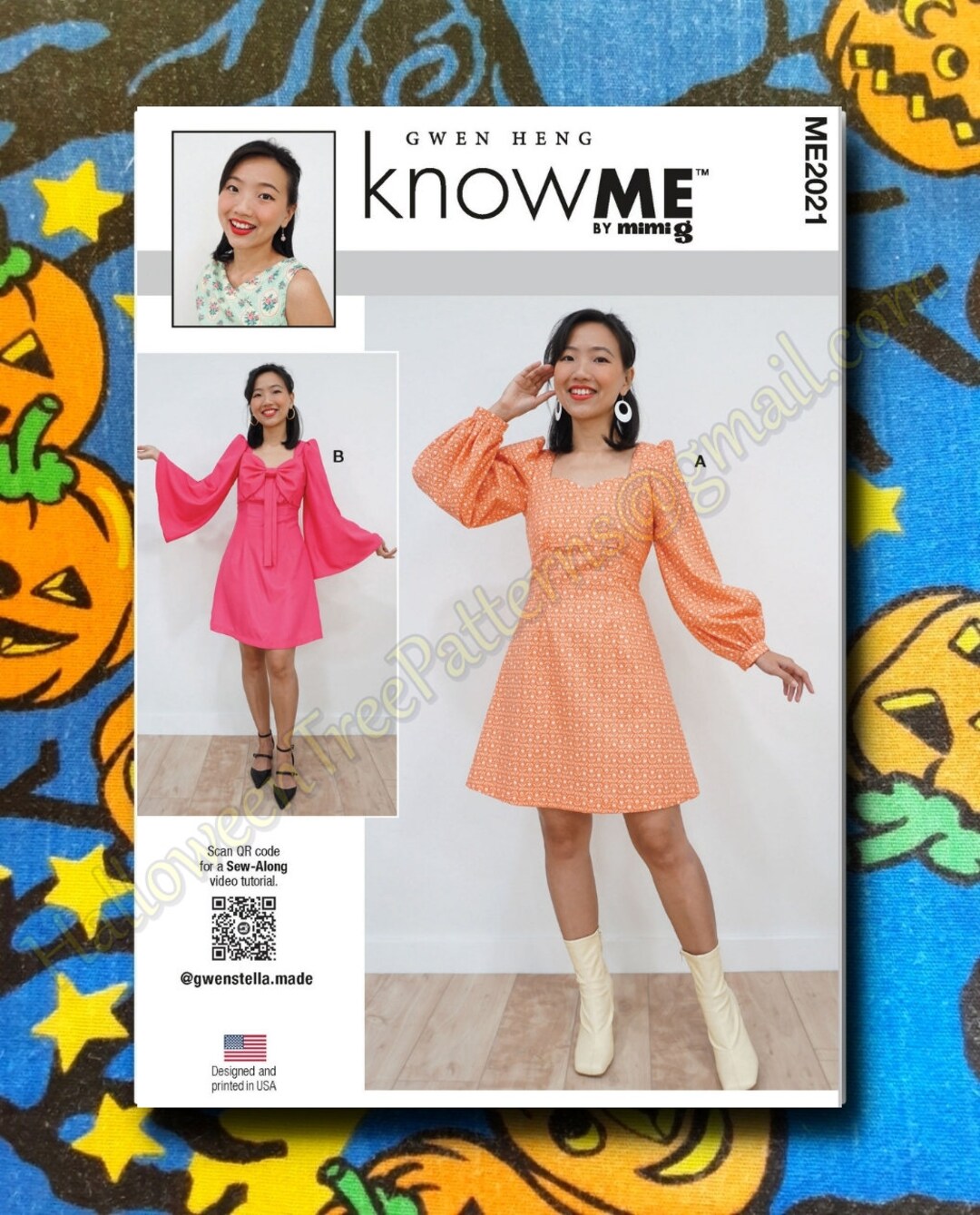 Knowme ME2021 Bow Dress Sewing Pattern Misses Sizes 18-26 Bust44-52 ...