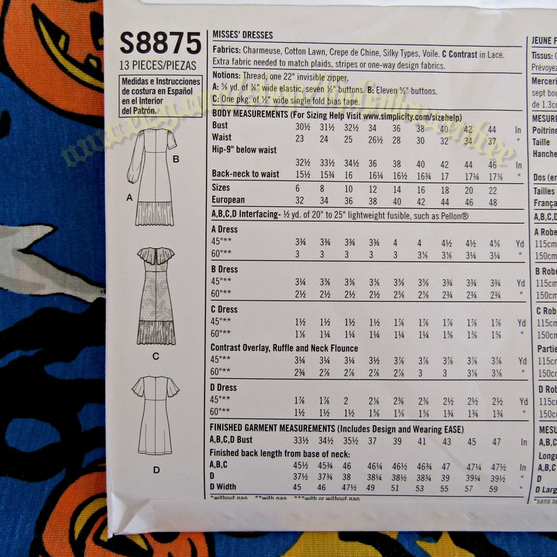 Simplicity 8875 Summer Dresses Sewing Pattern Sizes 14-22 - Etsy