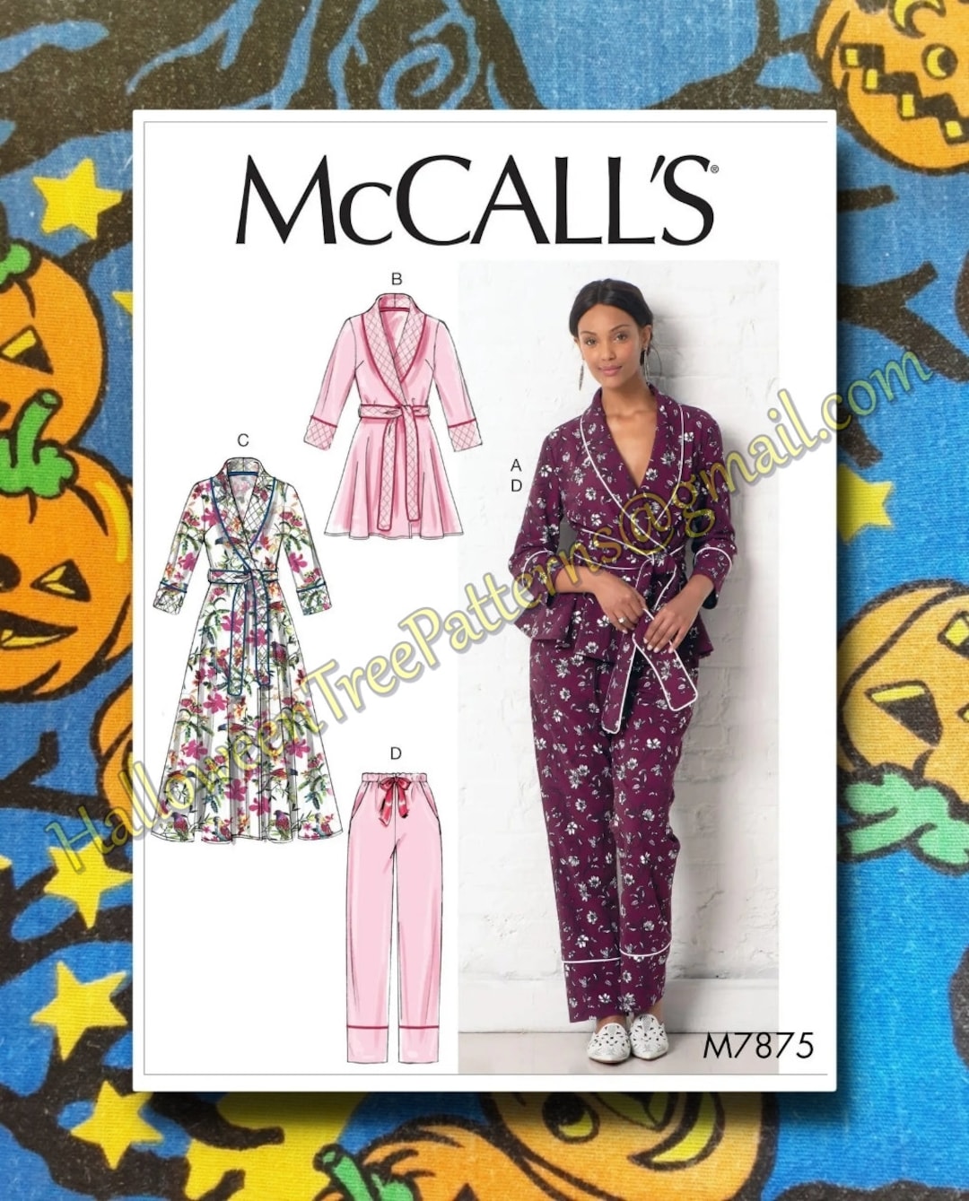Mccalls 7875 Sewing Pattern Pajamas Robe Sleepwear Nightie Sizes XS-M ...