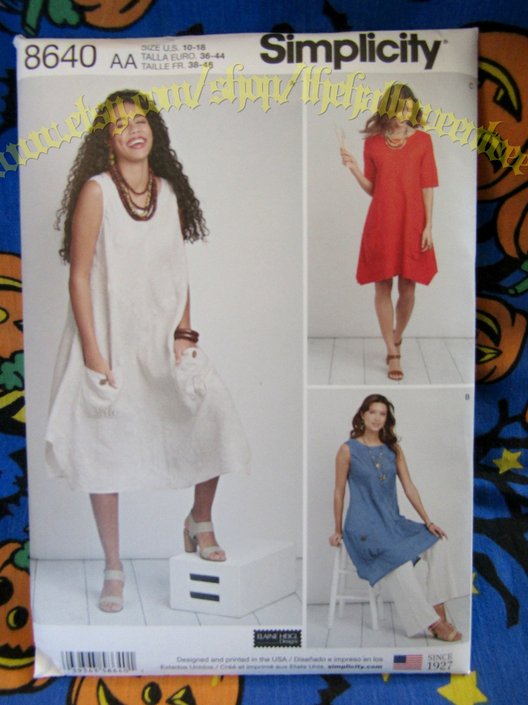 Simplicity 8640 Simple Lagenlook Tunic House Dress Handkerchief Sewing ...