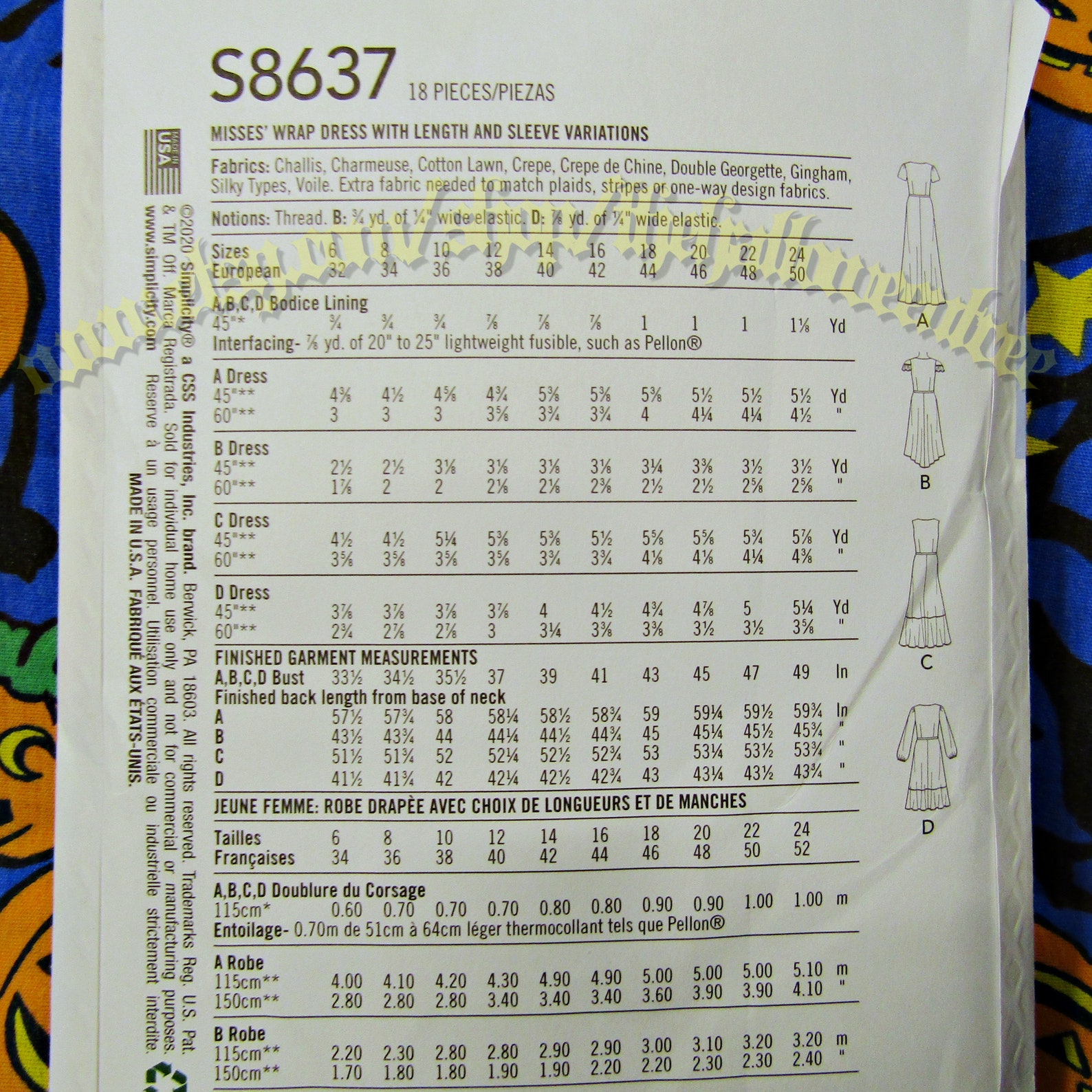 Simplicity 8637 Side Tie Wrap Dress Sewing Pattern Sizes 6-14 | Etsy