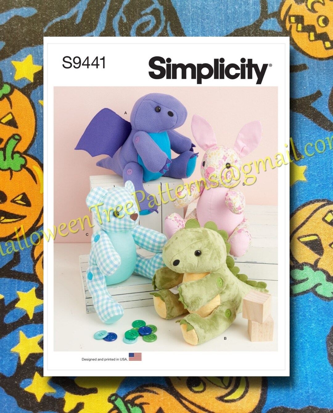 Simplicity 9441 R11289 Plushies Stuffed Animal Sewing Pattern Dragon ...